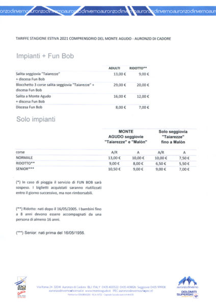 Fun Bob, enjoyable summer attractions Auronzo